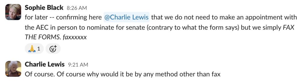 Crikey for PM: Crikey registers a candidate, fights with fax machine